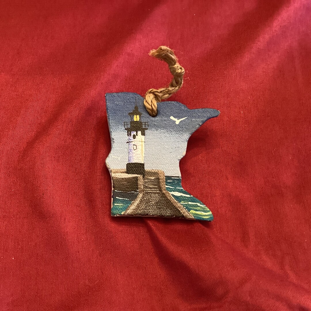Minnesota Point Lighthouse Ornament Hand Painted With Acrylic on Bisque ...