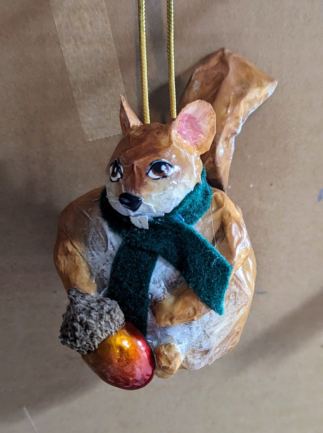 Handmade Paper Mache Squirrel Ornament, Seated With an Acorn - Etsy