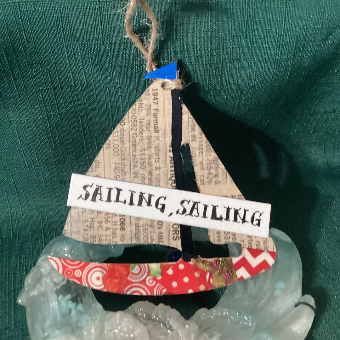 Sailing Sailing Ship Made of Thin Wood Paper Collage Ornament - Etsy