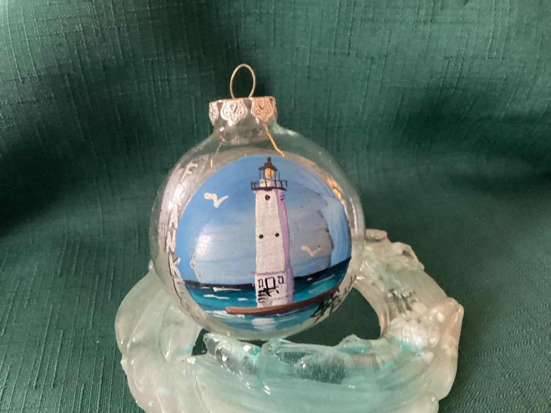 Frankfort Lighthouse Glass Ornament Painted With Acrylics Located on ...