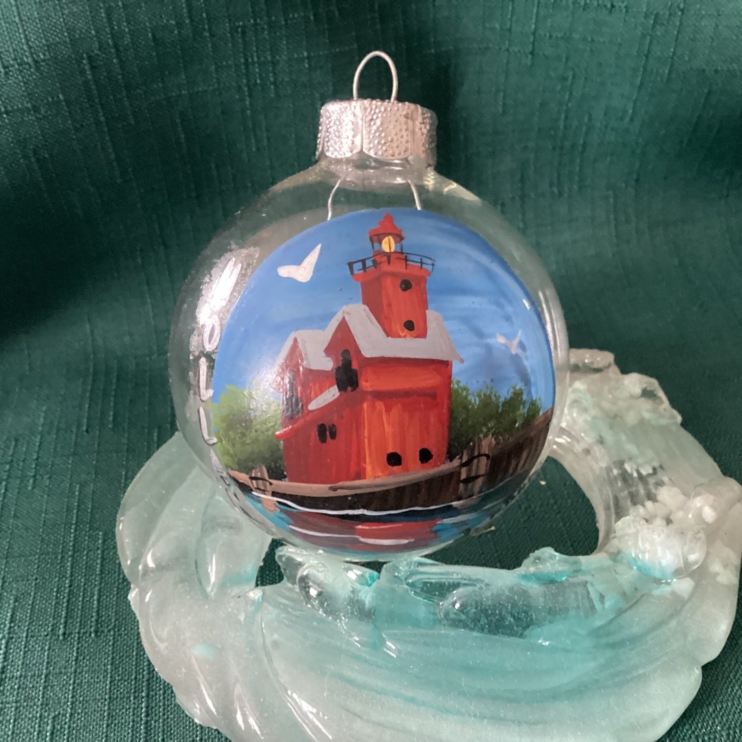 Holland Lighthouse Glass Ornament Hand Painted. 2 Sizes Available! - Etsy