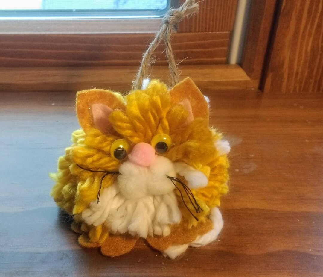 Handmade Gold and White Puff Kitty With Gold Eyes - Etsy