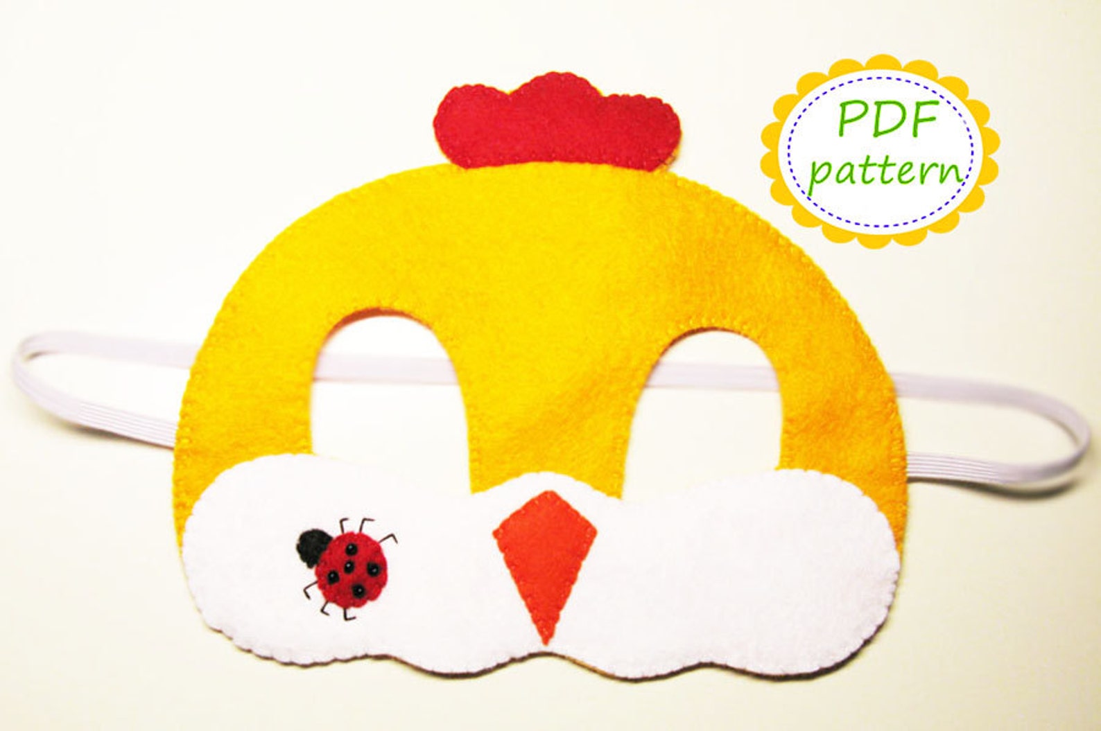PDF PATTERN Chicken Felt Mask Sewing Tutorial Instruction DIY Yellow ...
