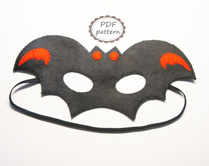 PDF PATTERN Bat Felt Mask Sewing Tutorial Instruction Black Orange DIY ...