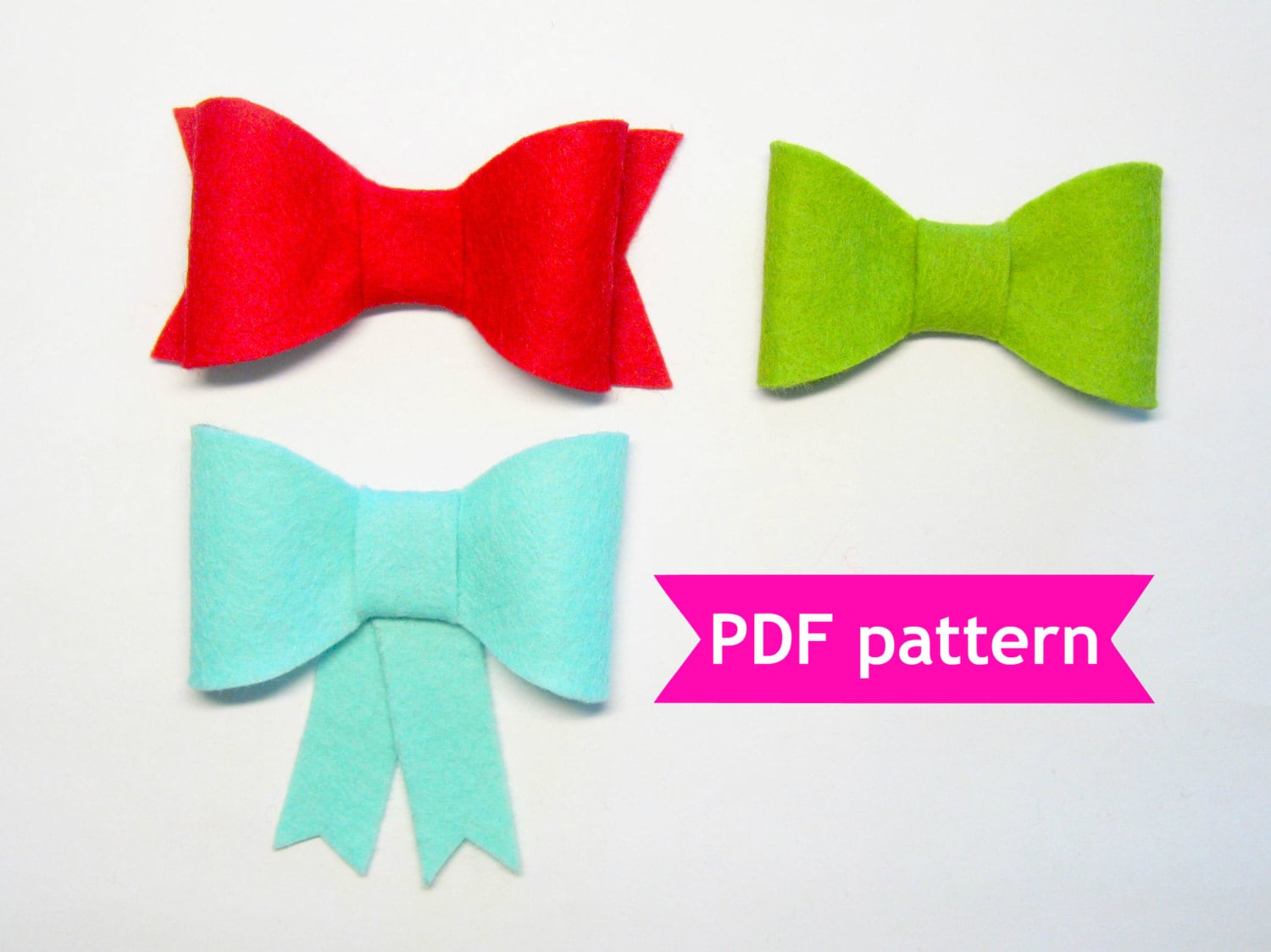 Felt Bow Pattern 3 Shapes PDF Sewing Tutorial Instructions Bows for ...