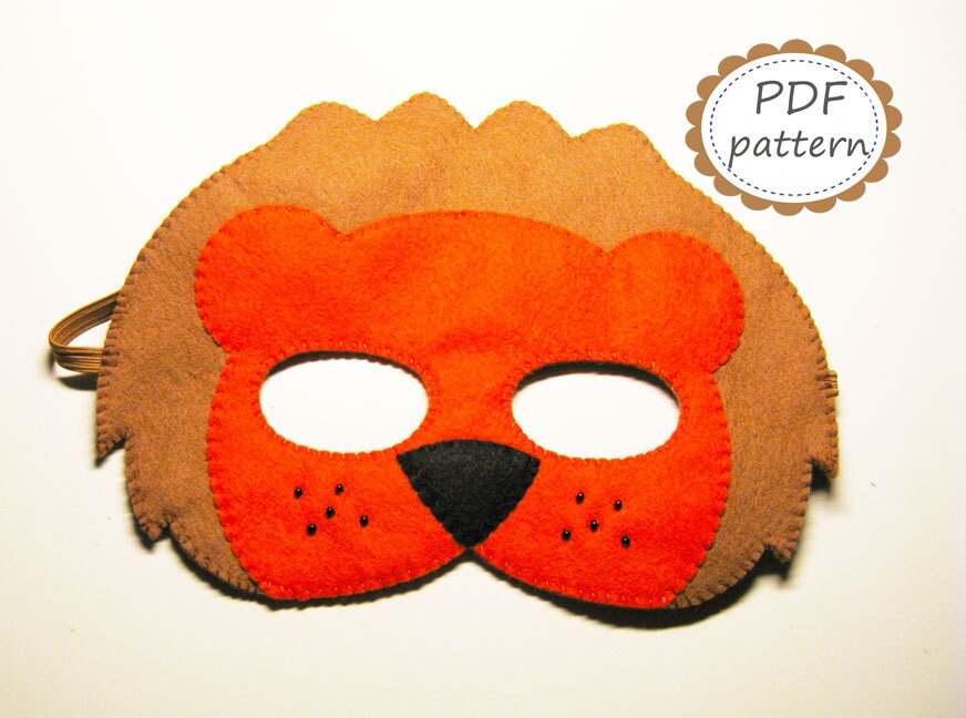 PDF PATTERN Lion Felt Mask Sewing Tutorial Instruction DIY Handmade ...