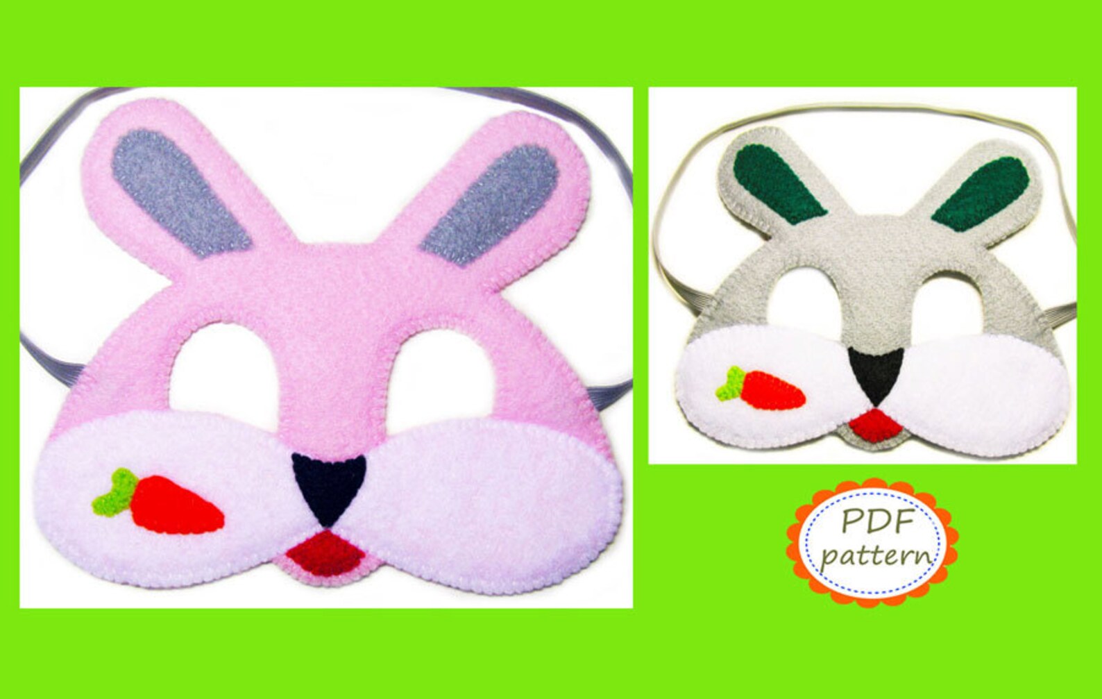 PDF PATTERN Bunny Felt Mask Sewing Tutorial Instruction DIY Handmade ...