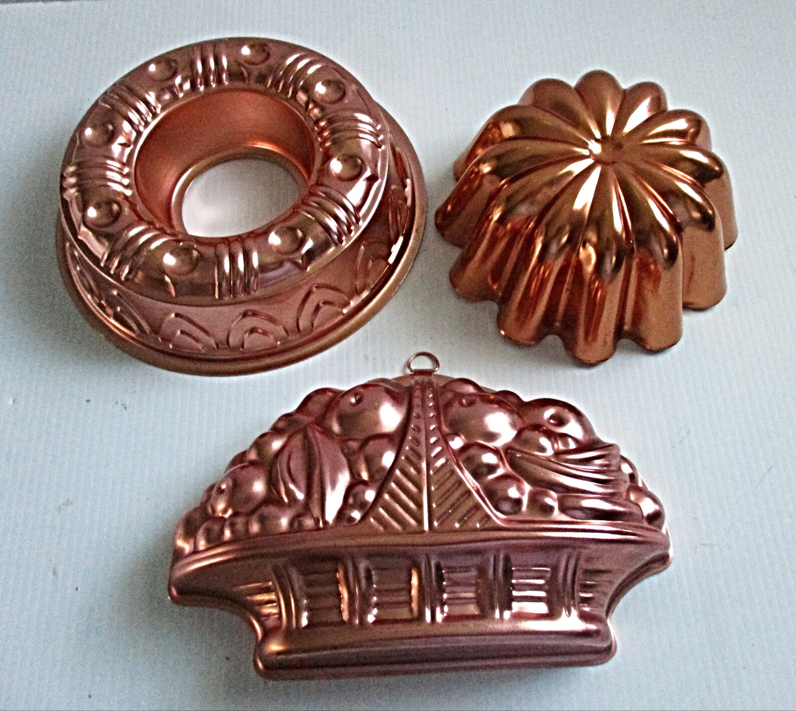LARGE Copper Cooking Molds, Jello Molds, Kitchen Decor, Vintage Wall ...