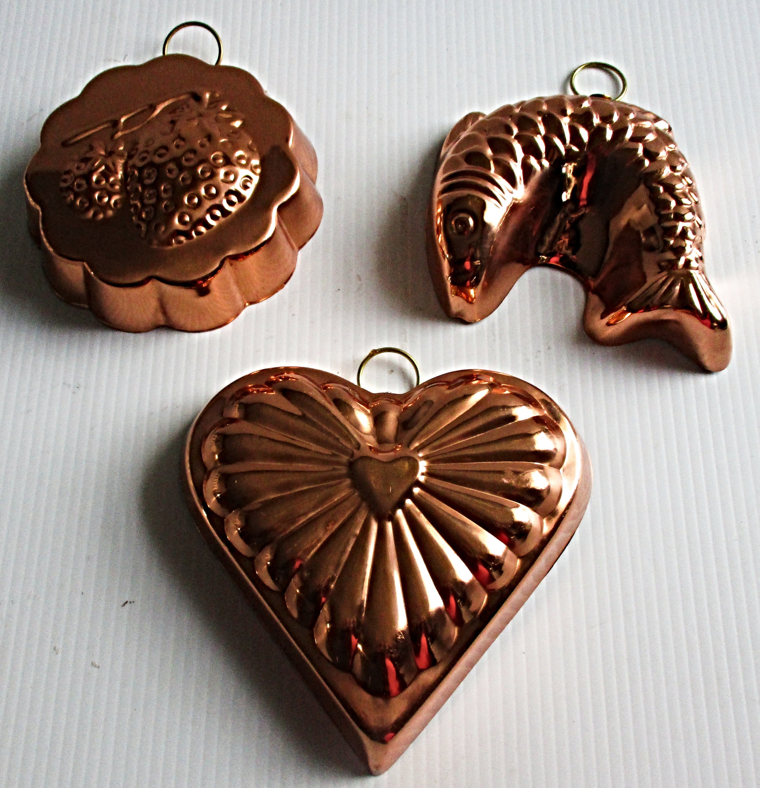 Vintage Three Copper Cooking Molds, Kitchen Decor, Wall Decor, Cooking ...