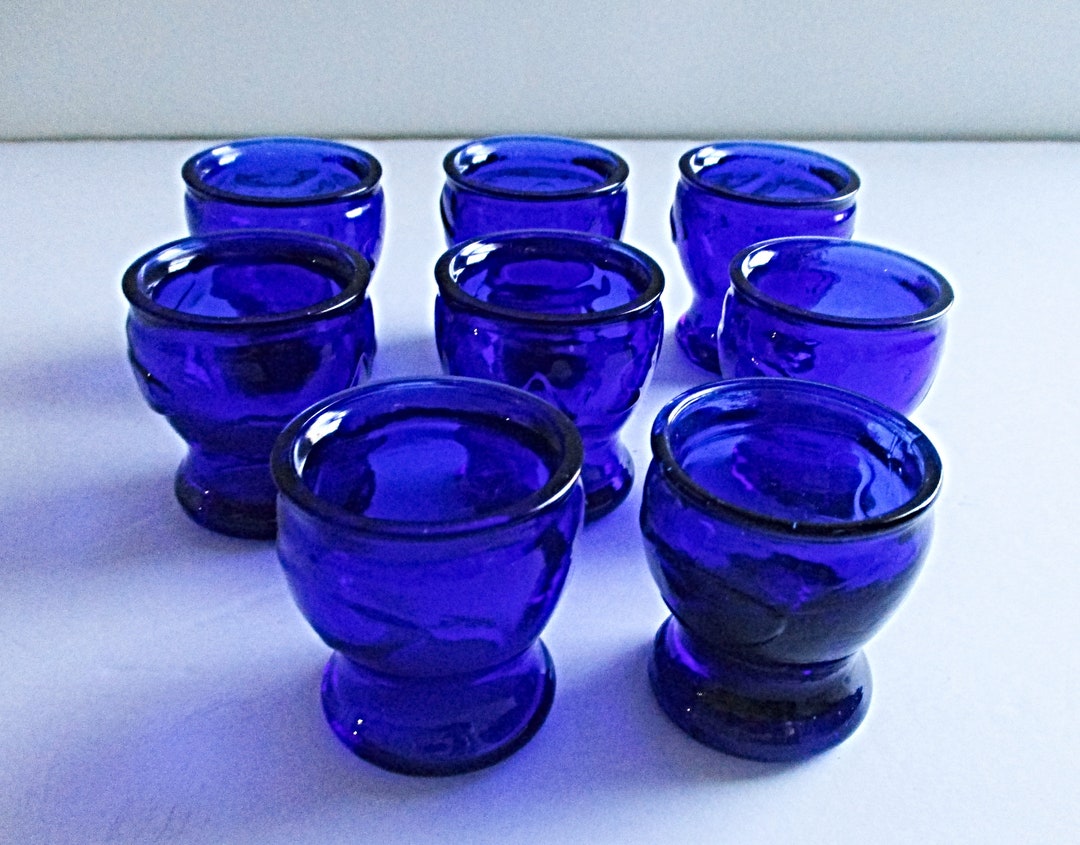 Eight Cobalt Blue Shot Glasses, Barware, Glassware, Drinks Wine Liquor ...