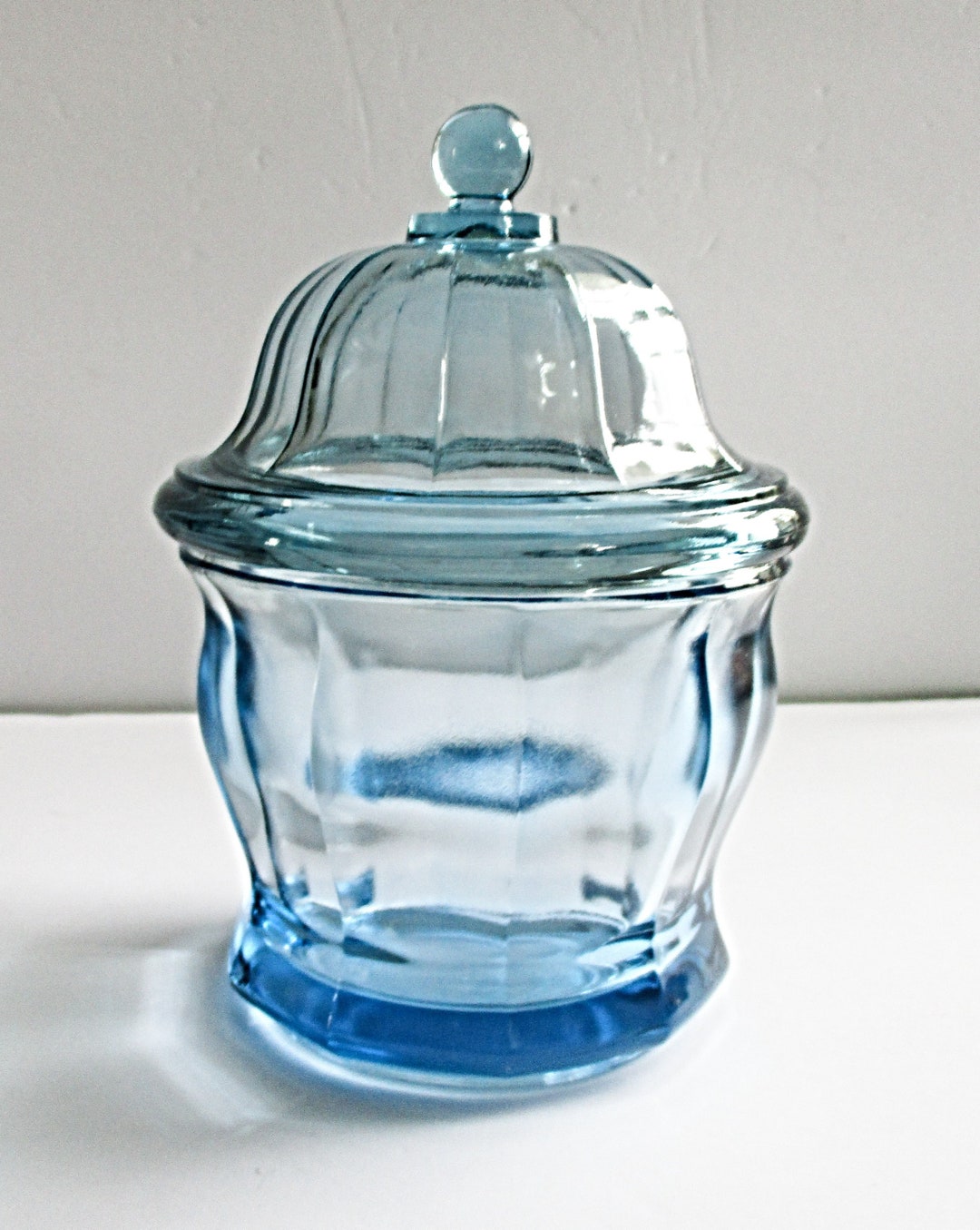 Glass Compote With Lid in Light Blue Green Tone, Centerpieces ...