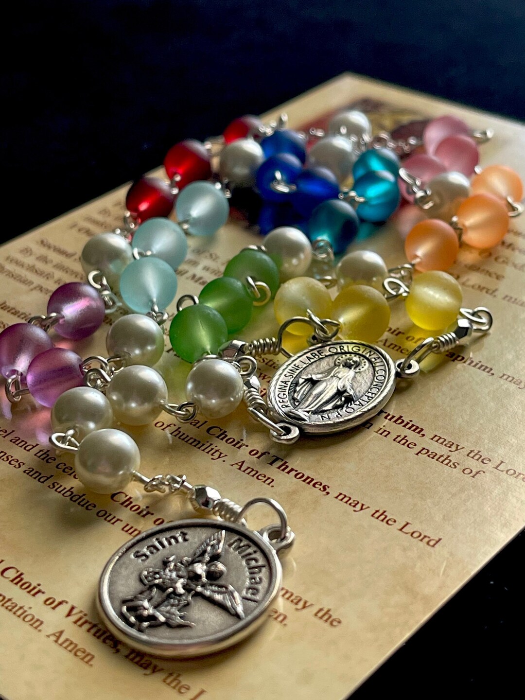 St Michael Angelic Crown Rosary Chaplet Recommended by Padre Pio ...