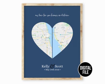 Long Distance Relationship Map - Etsy