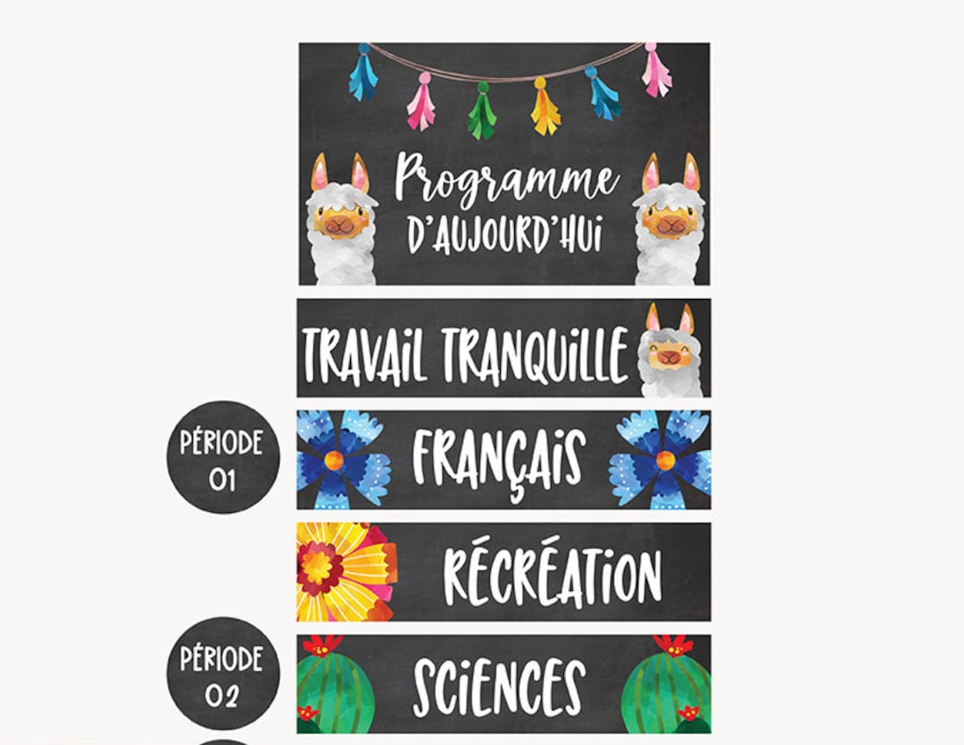 FRENCH Classroom Llama Timetable PRINTABLE, Classroom Schedule, Visual ...