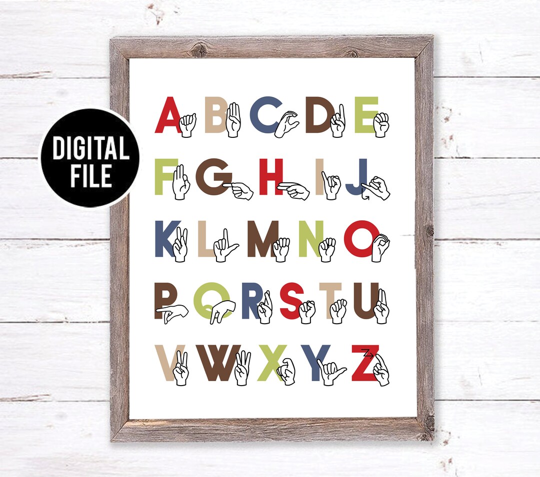 ASL Alphabet Art - Modern Nursery Art - Alphabet Printable Art ...