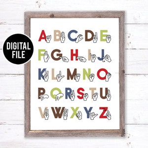ASL Alphabet Art Modern Nursery Art Alphabet Printable Art Alphabet ...