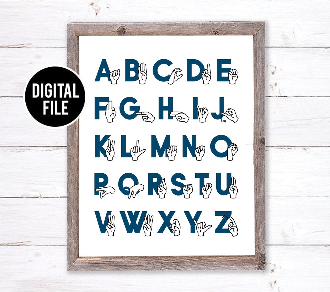 ASL Alphabet Art Modern Nursery Art Alphabet Printable Art - Etsy