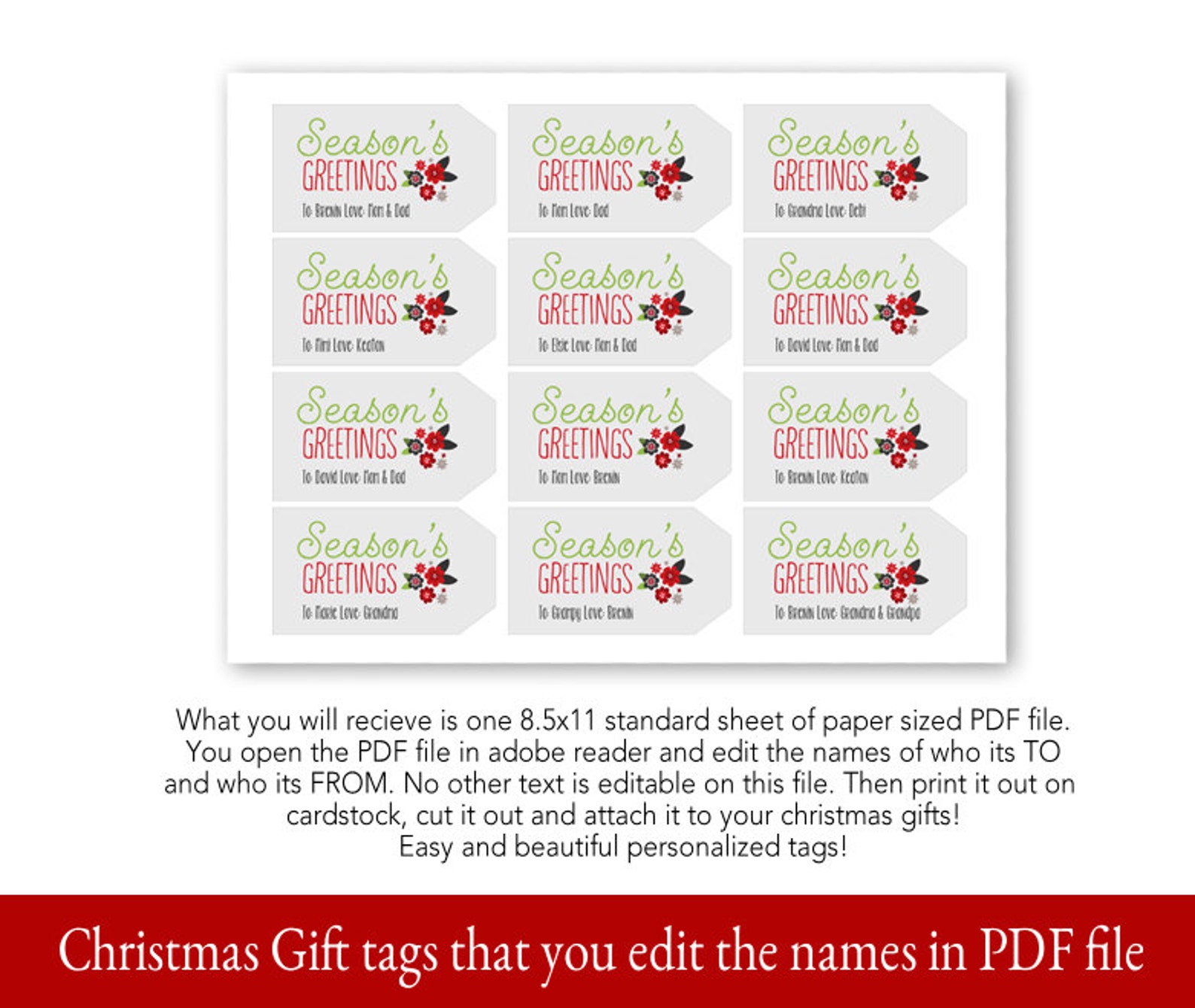 EDITABLE Christmas Gift Tags Printables Christmas Gift Tags - Etsy