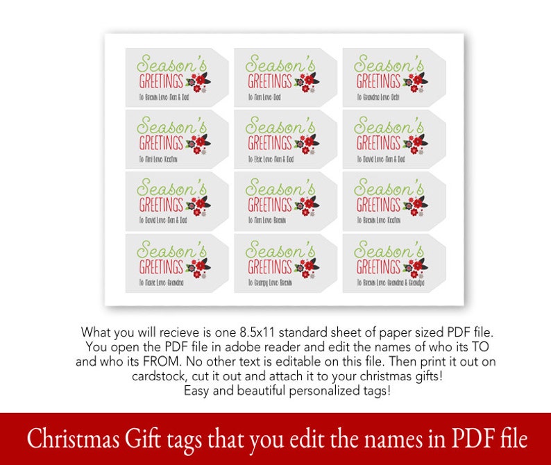 EDITABLE Christmas Gift Tags Printables Christmas Gift Tags - Etsy