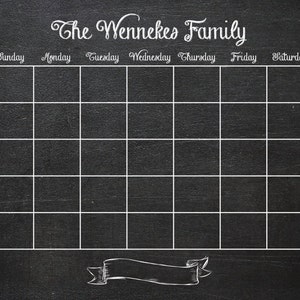 Chalkboard Calendar Poster Family Calendar Printable 16 X 20 - Etsy
