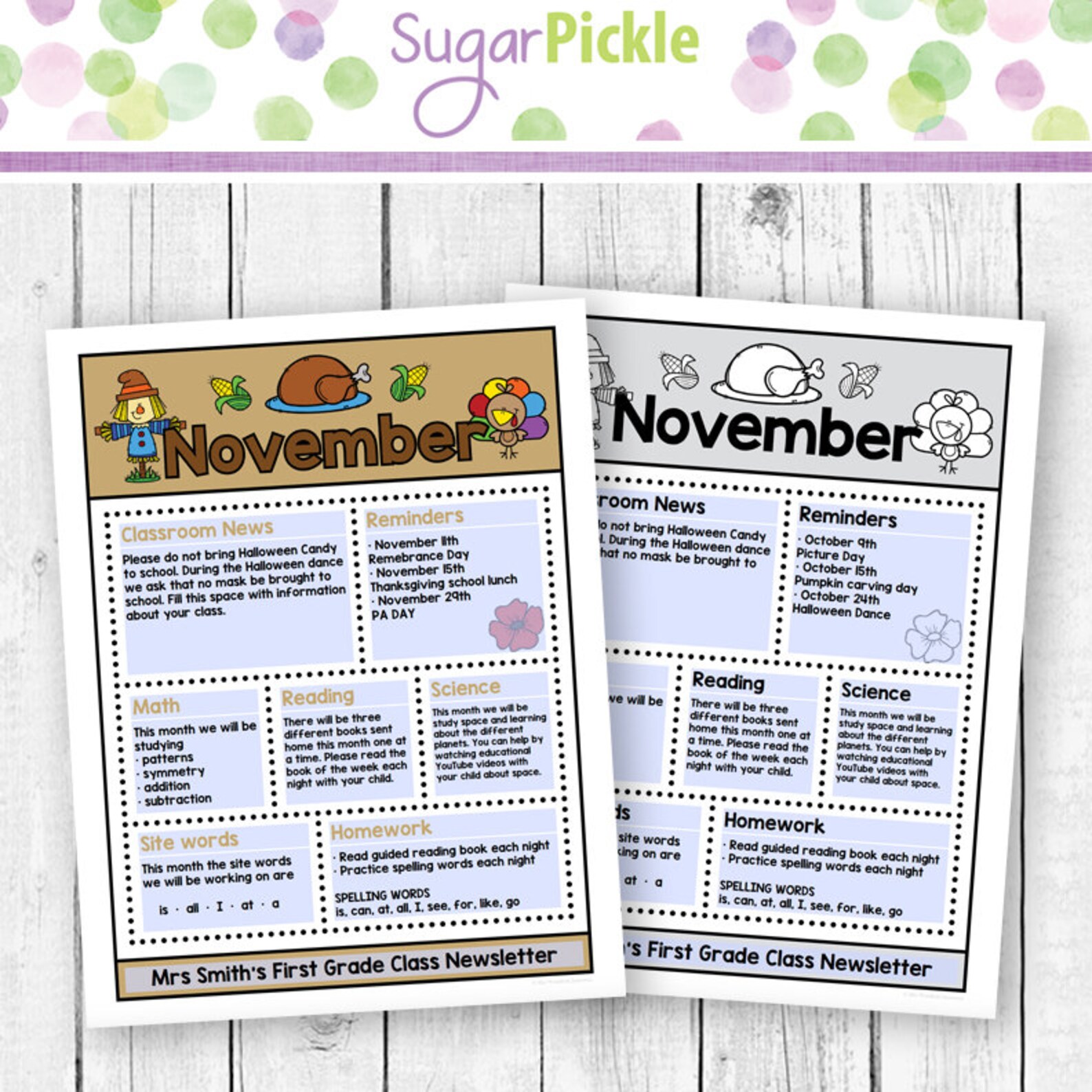 Class Newsletter Editable Newsletter for a Kindergarten - Etsy
