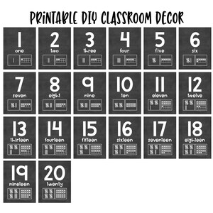 Number Posters PRINTABLE | Ten Frames | Number Tallies | Chalkboard ...