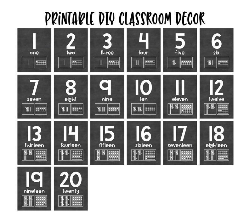 Number Posters PRINTABLE Ten Frames Number Tallies | Etsy