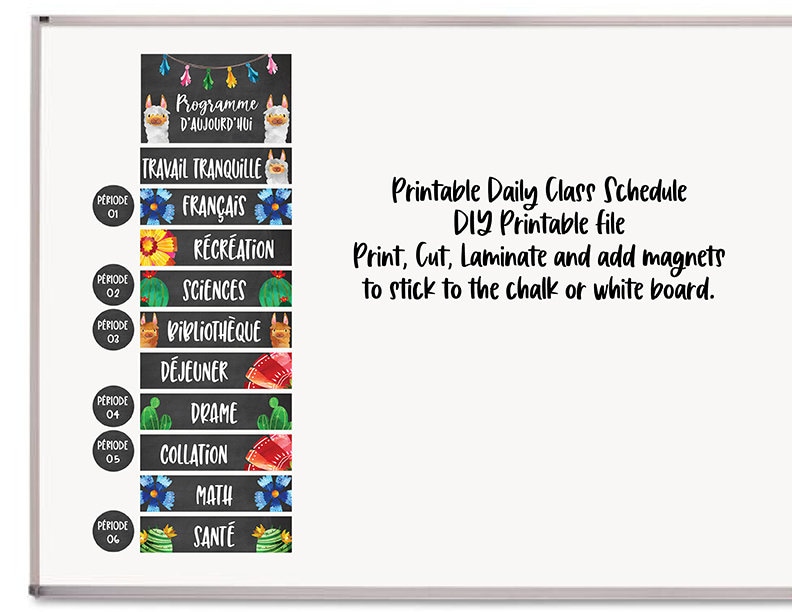FRENCH Classroom Llama Timetable PRINTABLE, Classroom Schedule, Visual ...