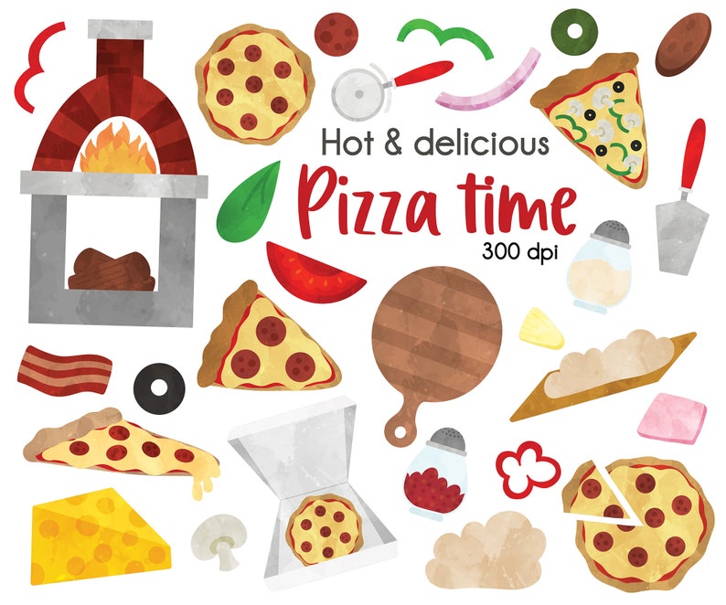 Pizza Clipart Pizza Party Clipart Pepperoni Pizza Clipart - Etsy