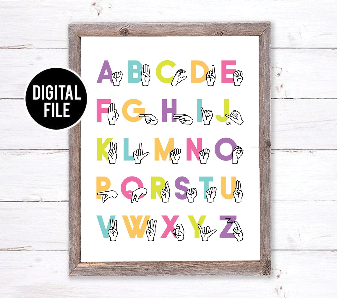 ASL Alphabet Art Wall Decor Sign Language Alphabet Deaf - Etsy