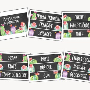 FRENCH Classroom Schedule PRINTABLE , Cactus Themed Classroom, Visual ...