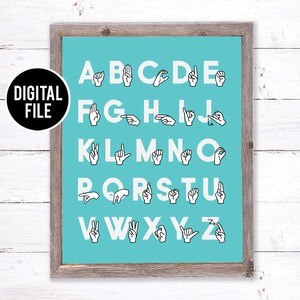 ASL Deaf Awareness Alphabet Printable Art Wall Decor - Sign Language ...