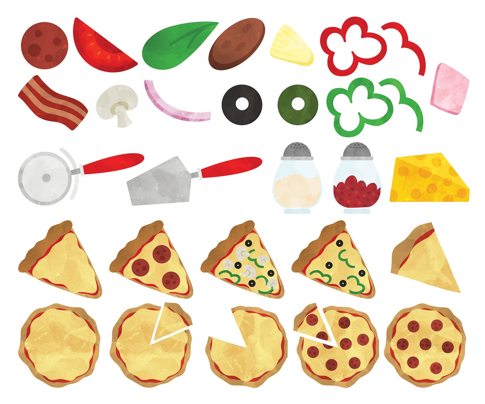 Pizza Clipart Pizza Party Clipart Pepperoni Pizza Clipart - Etsy