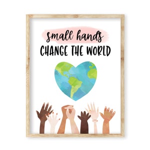 Small Hands Change the World Classroom Poster, Kids Diversity Wall Art ...
