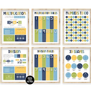 Math Learning Educational Printable Bundle Set, Playroom Homeschool ...