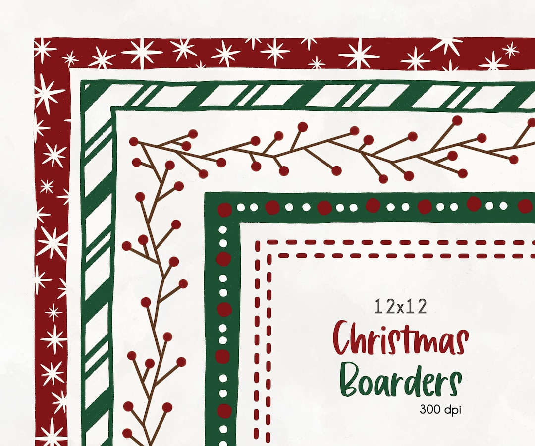 Hand Drawn Christmas Border Clipart | Holiday Borders | Holiday Clipart ...