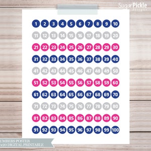 Navy, Pink and Grey Counting Printable Art Poster, Kids Playroom Decor ...