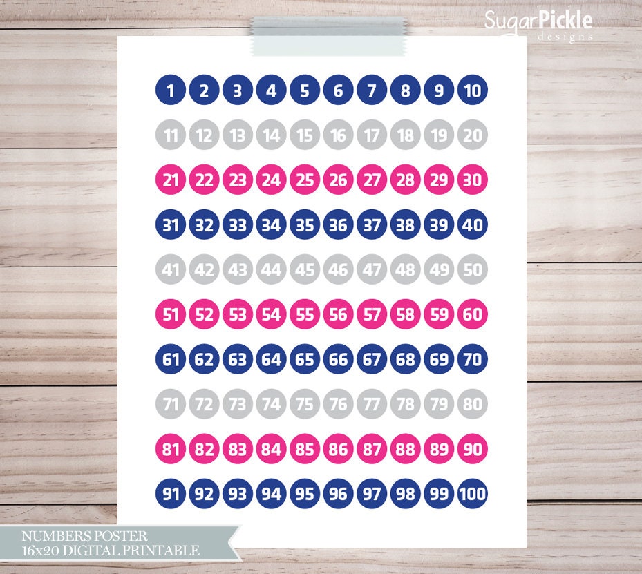 Navy Pink and Grey counting printable art poster Kids | Etsy