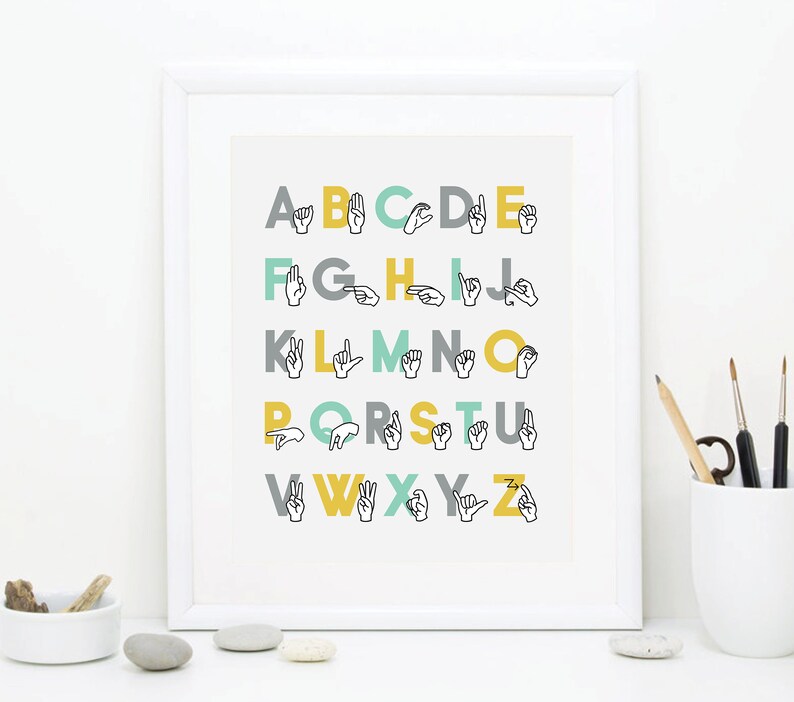 Printable ASL Alphabet Art Wall Decor Sign Language Alphabet - Etsy