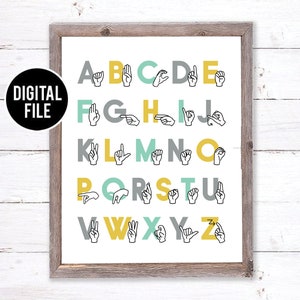 ASL Alphabet Printable Art Wall Decor Sign Language Alphabet - Etsy