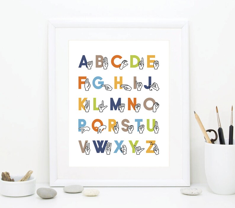 ASL Alphabet Art - Modern Nursery Art - Alphabet Printable Wall Art ...
