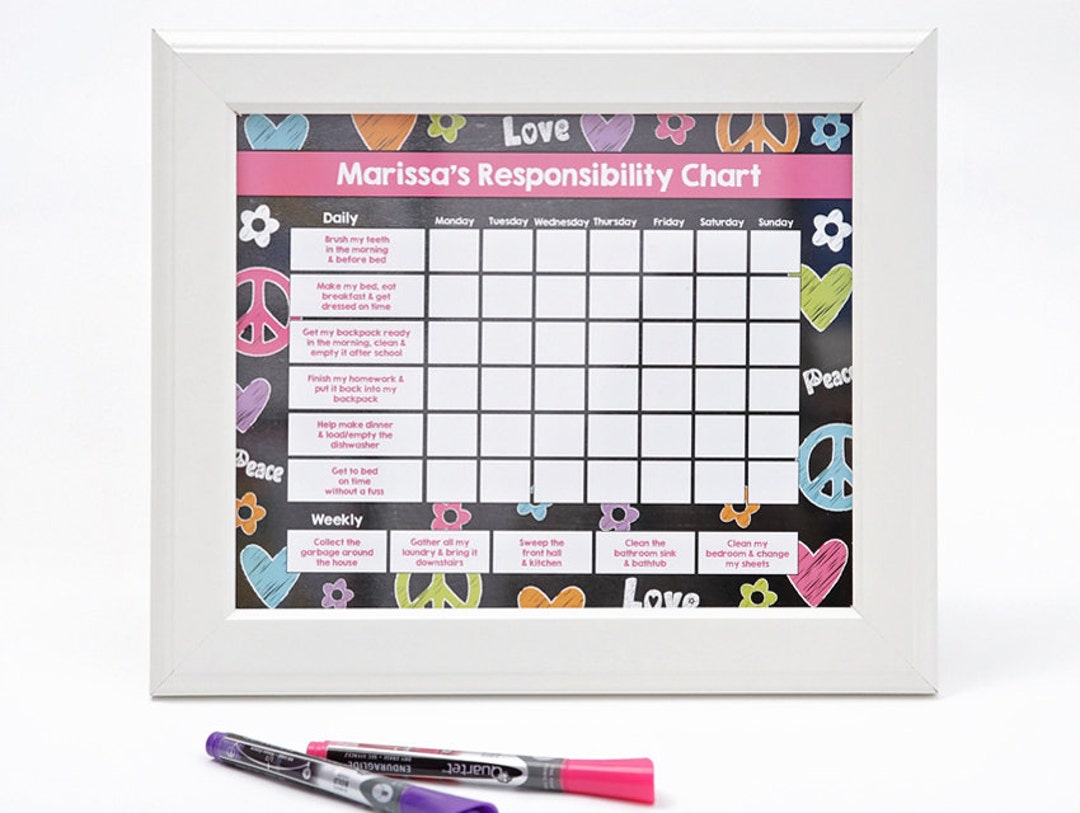 Chore Chart for Kids, Responsibility Chart, Chore Chart Printable ...