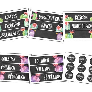 FRENCH Classroom Schedule PRINTABLE , Cactus Themed Classroom, Visual ...