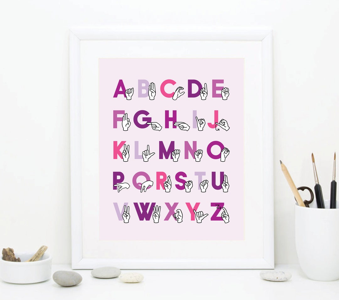 Sign Language Alphabet Art - ABC ASL Girl Printable Nursery Wall Art ...