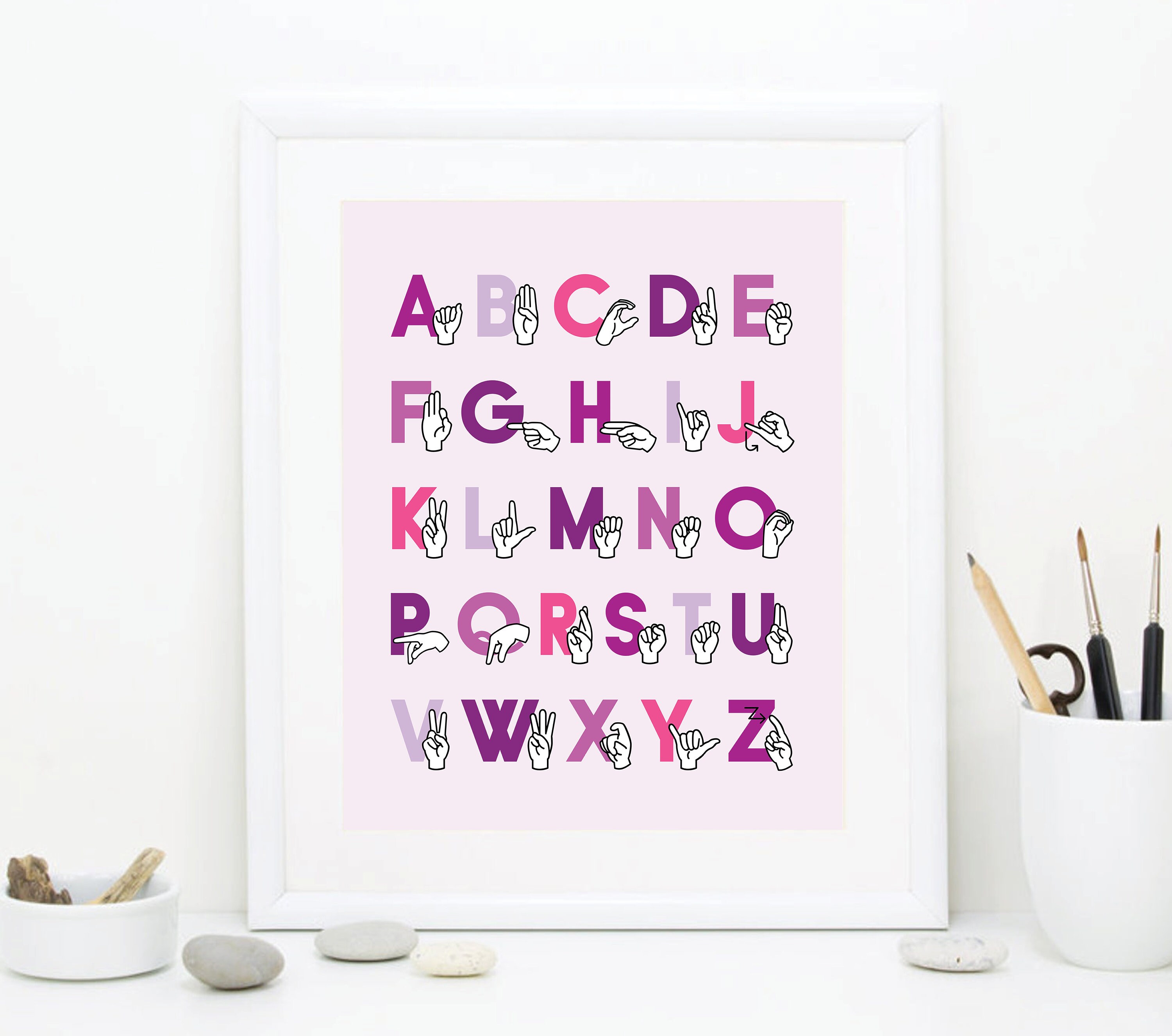 Sign Language Alphabet Art ABC ASL Girl Printable Nursery | Etsy