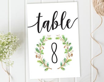 Printable Rustic Oak Tree Table Numbers, Outdoor Wedding, Forest ...