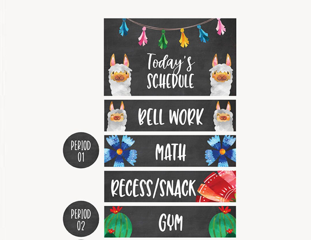 Llama Classroom Timetable PRINTABLE, Classroom Schedule, Visual ...