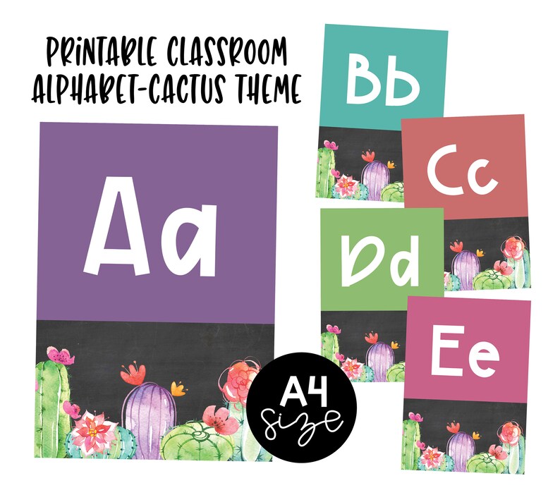 Alphabet Classroom Posters PRINTABLE Cactus Classroom Decor - Etsy Canada
