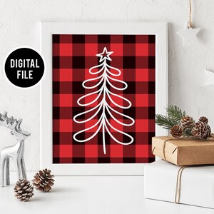 Christmas Buffalo Plaid Wall Art Decor, Printable Christmas Wall Art ...