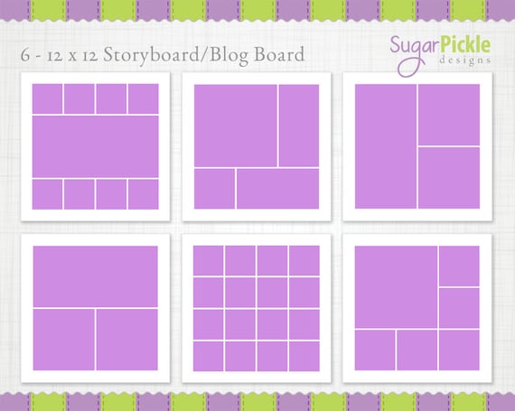 12x12 Storyboard Template Digital Collage Blog Boards for | Etsy